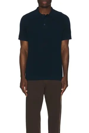 Onia Cotton Textured Knit Polo In Blue