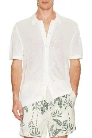 Onia Crochet Knit Button Up Shirt - White