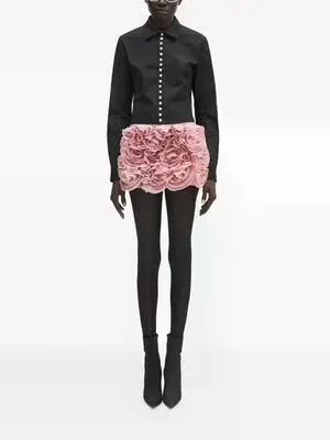 AMBUSH Rose Appliqué Ruffled Mini Skirt