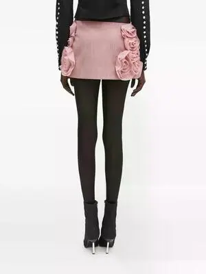 AMBUSH Rose Appliqué Ruffled Mini Skirt