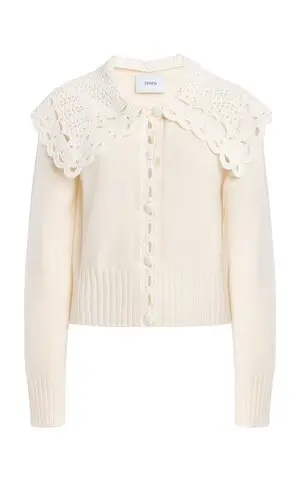 Erdem Lace-collared Wool-blend Cardigan - Ivory