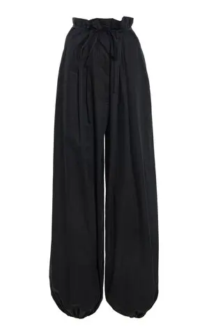 Adam Lippes Cotton-poplin Wide-leg Pants - Black