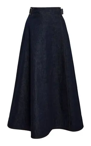 Adam Lippes Wrap Denim Midi Skirt - Dark Wash