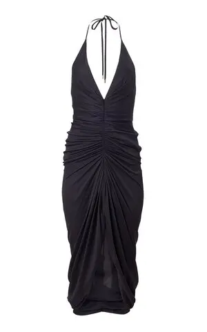 Carolina Herrera Draped Silk-chiffon Midi Dress