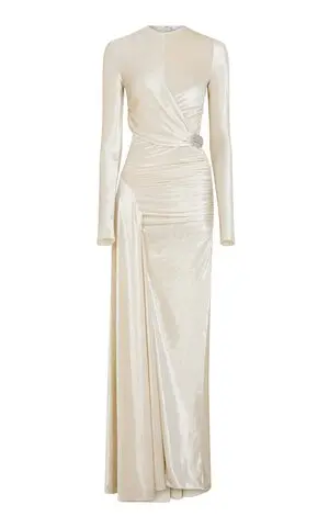 Rabanne Stretch-velvet Cutout Gown - Ivory