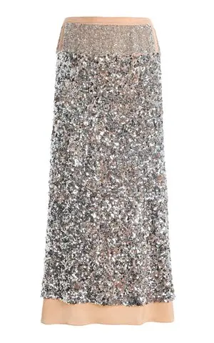 Rabanne Sequined Satin Midi Skirt - Multi