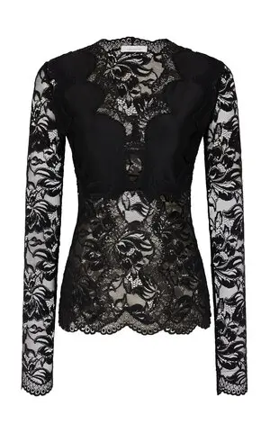 Rabanne Scalloped Stretch-lace Top - Black
