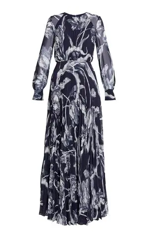 Erdem Printed Long-sleeve Gown - Navy