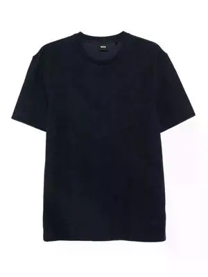 BOSS Textured Cotton T-shirt - Blue