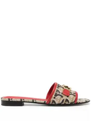 FERRAGAMO Gancini-print Sandals - Multicolour