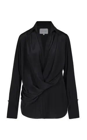 Johanna Ortiz Iconic Draped Silk Top - Black