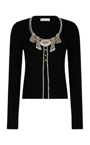 Rabanne Crystal-embellished Knit Cardigan - Black