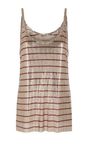 Rabanne Metallic Mesh Tank Top - Stripe