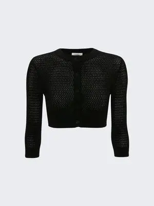 Victoria Beckham Cropped Sleeve Cardigan - Black