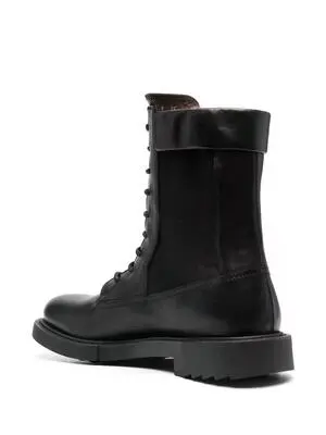 FERRAGAMO Lace-up Leather Biker Boots