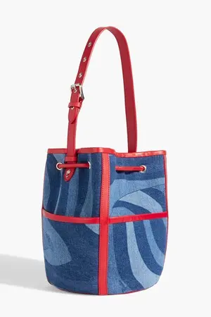 Emilio Pucci Leather-trimmed Printed Denim Bucket Bag