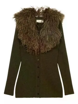 Blumarine Feather-embellished Wool Cardigan