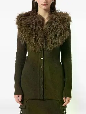Blumarine Feather-embellished Wool Cardigan