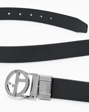 Giorgio Armani Reversible Belt With Ruthenium Ga Buckle