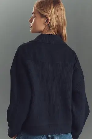 RAISONNEL Denim-trim Sweater Jacket