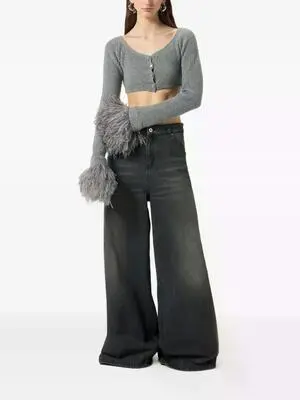 Blumarine Ribbed Cropped Cardigan