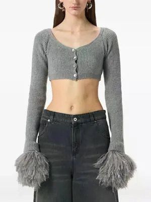 Blumarine Ribbed Cropped Cardigan