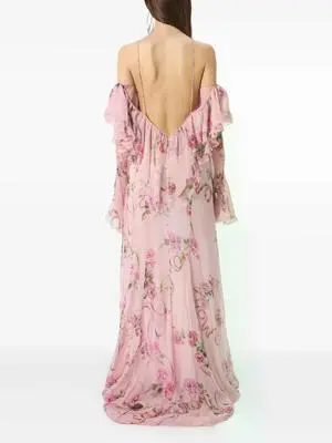 Blumarine Floral-printed Ruffled Gown