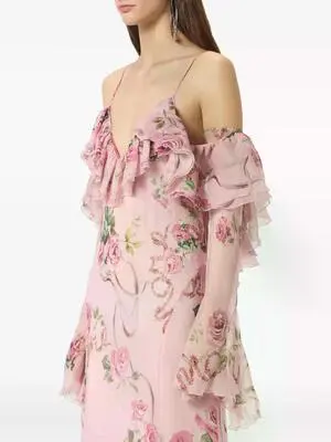Blumarine Floral-printed Ruffled Gown