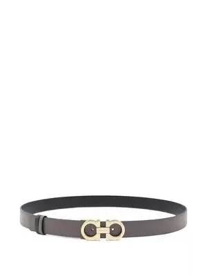 FERRAGAMO Gancini Buckle Leather Belt - Concrete/nero