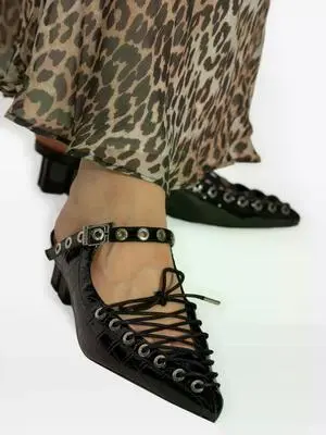 GANNI 50mm Buckle-fastening Lace-up Mules - Black