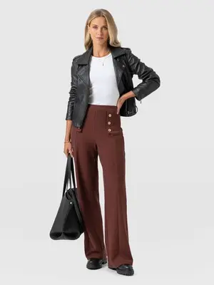 SAINT + SOFIA Chelsea Pant - Maroon Textured