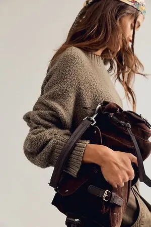 Free People Suede Shoulder Bag - Espresso
