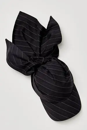 Clyde Ellie Brimmed Scarf Hat - Charcoal Pinstripe