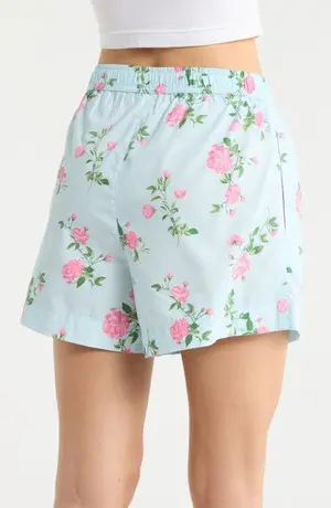 OPEN EDIT Boxer Shorts - Blue- Pink Mood Floral