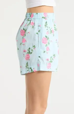 OPEN EDIT Boxer Shorts - Blue- Pink Mood Floral