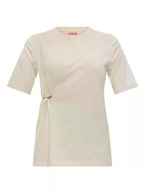 Kenzo Safety Pin-detail Gathered T-shirt - Neutrals