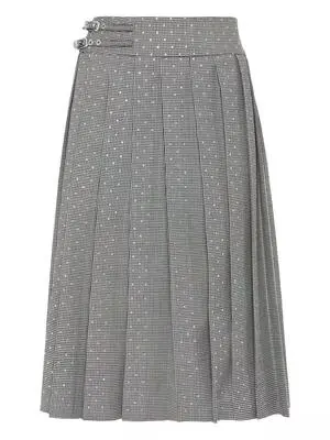 Philipp Plein Houndstooth Pleated Midi Skirt