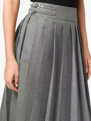Philipp Plein Houndstooth Pleated Midi Skirt