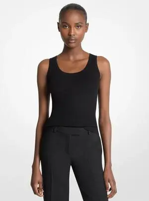 Michael Kors Bette Cashmere Scoopneck Tank Top - Black