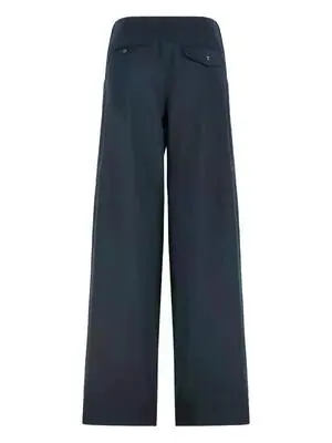 TOD'S Cotton Wide Leg Trousers With Gold-tone Logo Plaque