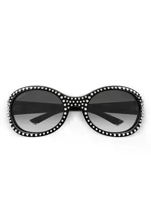 Gucci Studded Oval-frame Sunglasses - Black