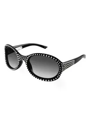 Gucci Studded Oval-frame Sunglasses - Black
