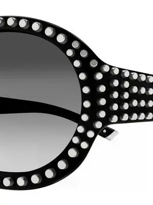 Gucci Studded Oval-frame Sunglasses - Black