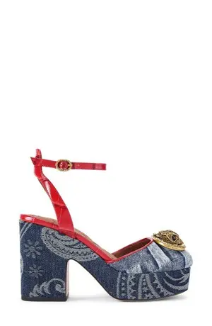 Kurt Geiger Chelsea Ankle Strap Platform Pump - Navy