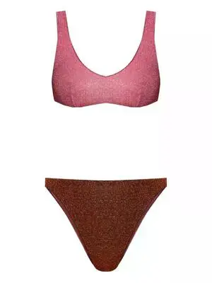 Oseree Glitter-detail Two-piece Bikini Set - Pink
