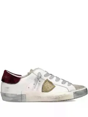 Philippe Model Distressed Leather Low-top Sneakers - White