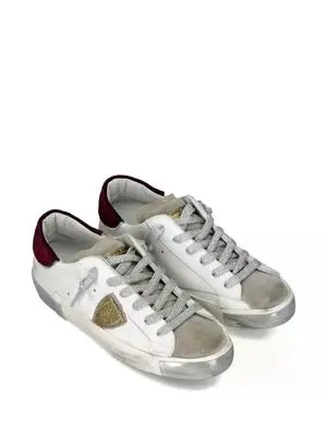 Philippe Model Distressed Leather Low-top Sneakers - White