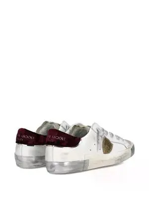 Philippe Model Distressed Leather Low-top Sneakers - White