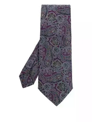 Etro Paisley-print Silk Neck Tie - Purple