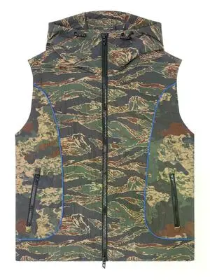 DIESEL Camouflage-print Hooded Vest - Blue
